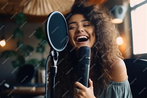 Premium Ai Image Young Female Influencer Recording A Candid Video For