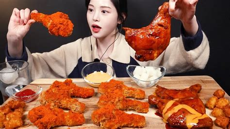 Sub바삭파삭 황금올리브 레드착착에 자메이카 치킨 먹방🍗🔥자극적인 치킨이 땡긴 날🌝ft오감볼 Chicken Mukbang Asmr Youtube