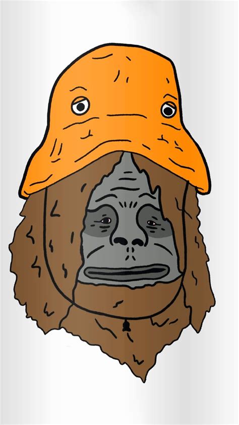 A Drawing Of A Gorilla Wearing A Yellow Hat With An Orange Visor On It
