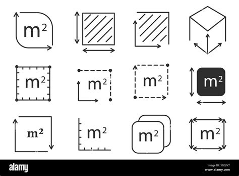 Square Meter Icon Line Quantity Area M2 Measuring Area Sign Symbol
