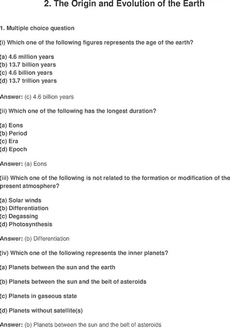 Class 11 Fundamental Of Physical Geography The Origin And Evolution Of