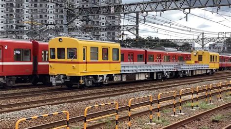 都営浅草線33t特急三崎口行き5517 1と都営浅草線01t特急京成高砂行き5522 8、京急線17デト11〜12形、京急線99s普通品川行き