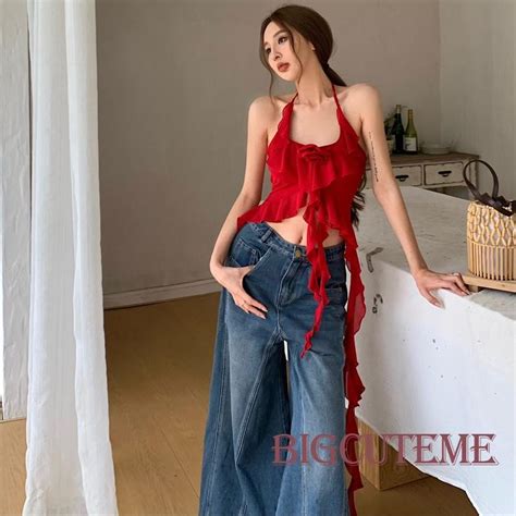 Women´s Summer Halter Neck Camisoles Sleeveless Open Back Irregular