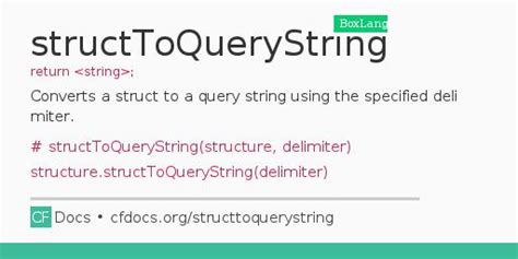 Structtoquerystring Code Examples And Cfml Documentation