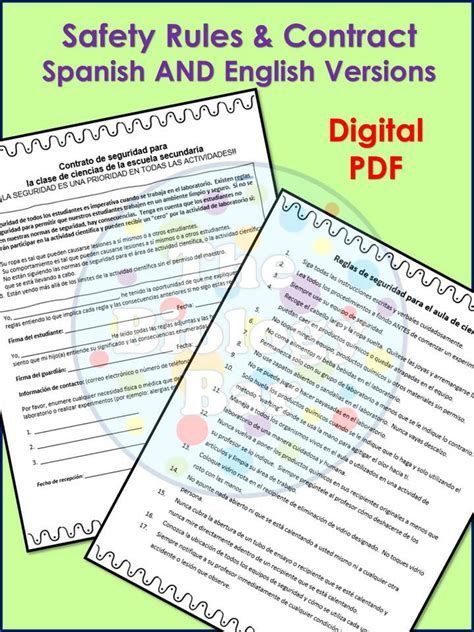 lab safety rules and class contract bilingual marketplace