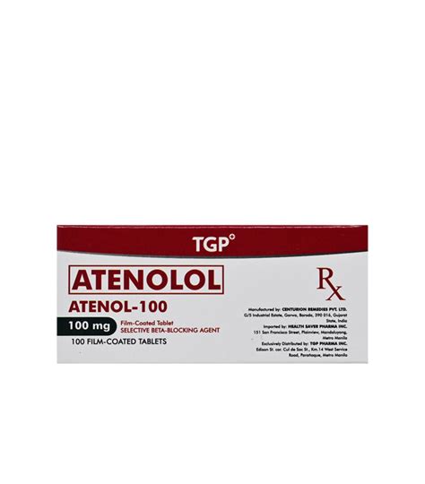 Rx Atenol 100 Atenolol Tab 100mg
