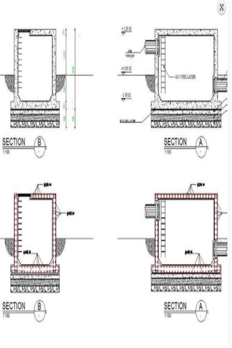 Free 2d Cad Block Of A Concrete Water Tank Including Annotations And