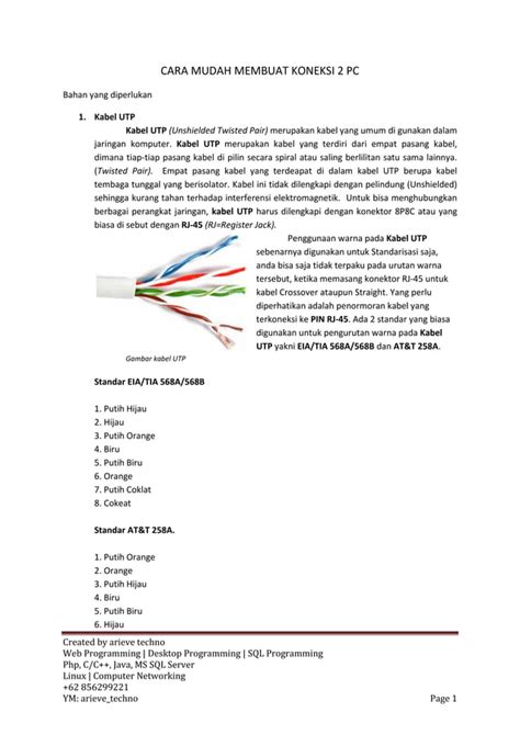 cara mudah membuat koneksi 2 pc pdf