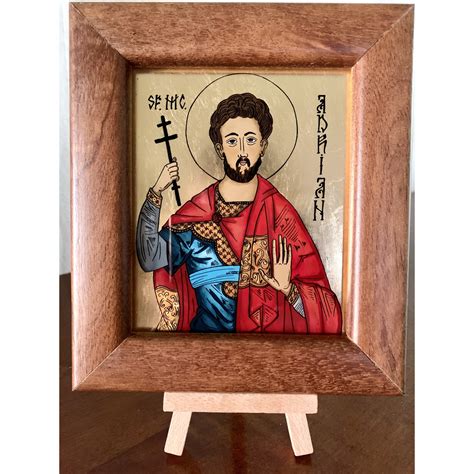 Icoana Pictata Manual Pe Sticla Sfantul Mucenic Adrian Sf Adrian 16 X 13 Cm Emag Ro