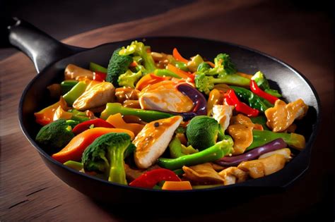 Premium Photo Delicious Wok Stir Fry Vegetables With Chicken Fillet