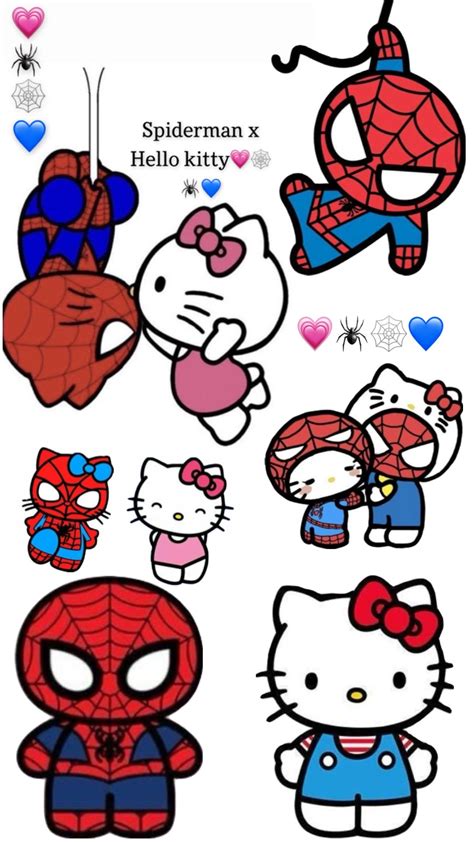 Spiderman Hello Kitty Pink Blue Red Hello Kitty Kitty Spiderman