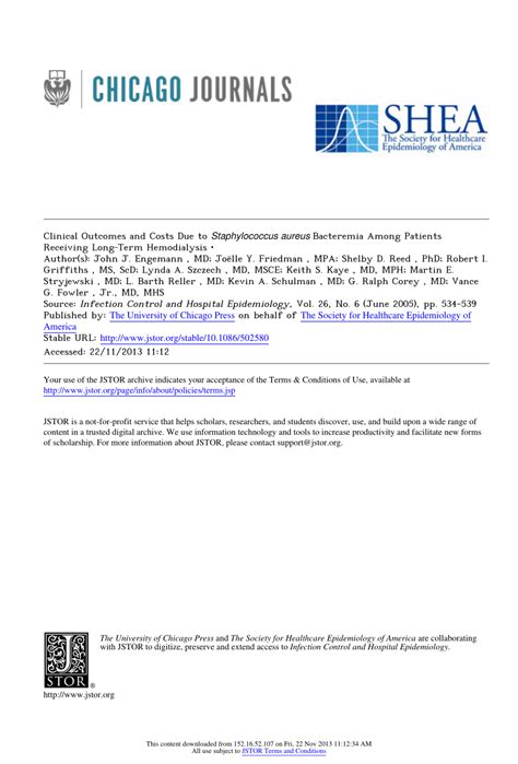 Pdf Clinical Outcomes And Costs Due To Staphylococcus Aureus Bacteremia Among Patients