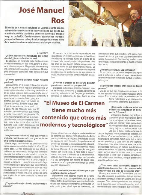 Museo del Carmen Entrevista a José Manuel Ros taxidermista del museo