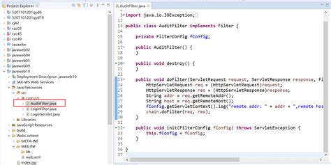 Javaweb 1．编写一个过滤器审计用户对资源的访问编写一个过滤器审计用户对资源的访问。 步骤1该过滤器实现的功能是当用户访问应