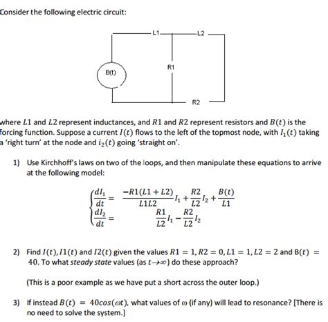 Solved Consider The Following Electric Circuit Where L1 Chegg