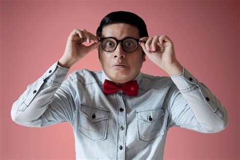 Premium Photo Portrait Of Nerd With Glasses