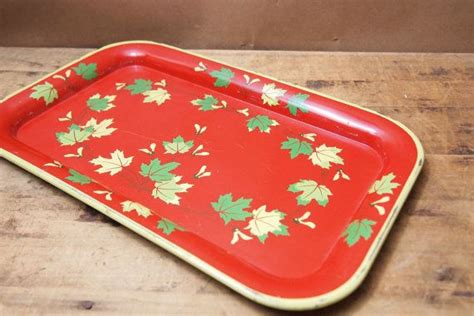 Vintage Metal Tray With Colorful Graphics