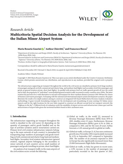 Pdf Multicriteria Spatial Decision Analysis For The Development Of The Italian Minor Airport