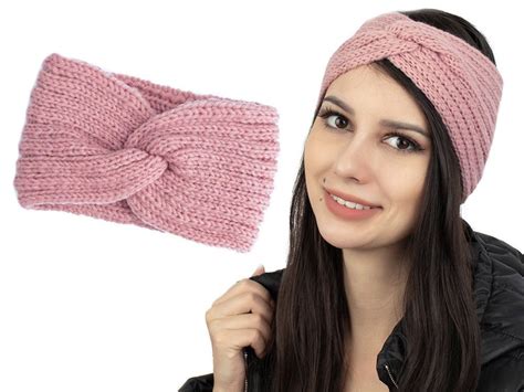 OPASKA DO WŁOSÓW zimowa TURBAN różowa WĘZEŁ CRYSTALOVE PL