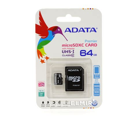 Карта памяти Micro Sdxc 64gb A Data Uhs I Ausdx64guicl10 Ra1 купить