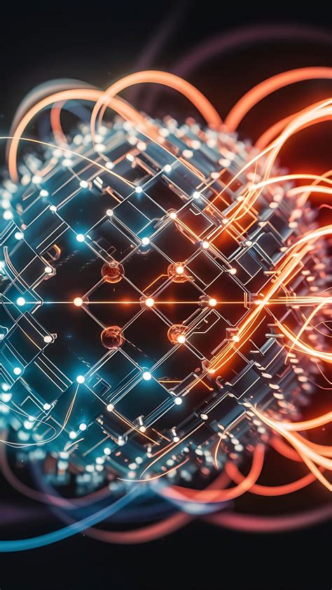 Futuristic 3d Rendering Of Complex Network Structure With Glowing Nodes And Connecting Lines