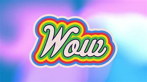 Animation Of Rainbow Wow Text Over Neon Pattern Background Stock Video