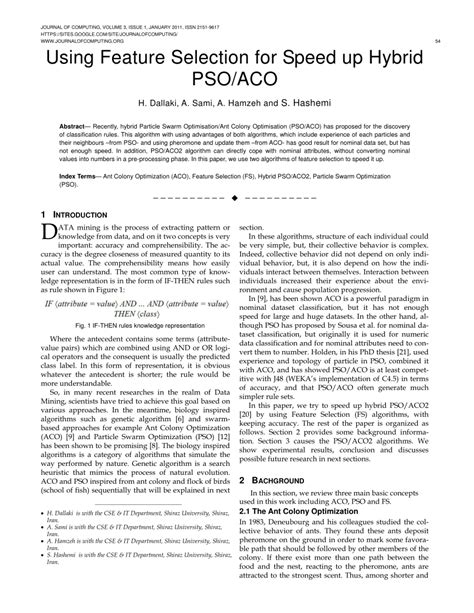 Pdf Using Feature Selection For Speed Up Hybrid Psoaco