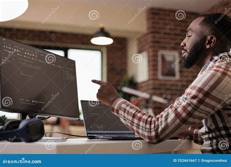 Web Developer Writing Program Code Data Base Stock Image Image Of
