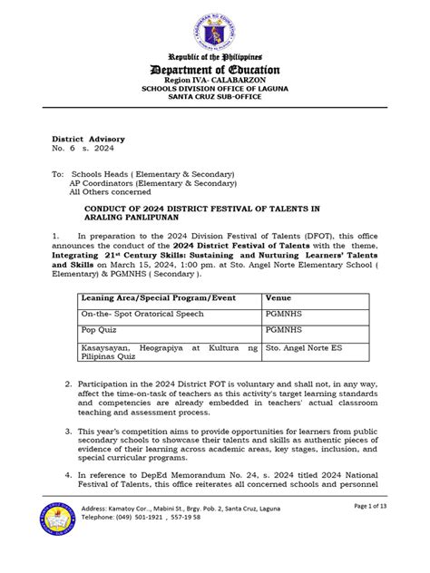 2024 District Memo On Festival Of Talents In Apnew Pdf