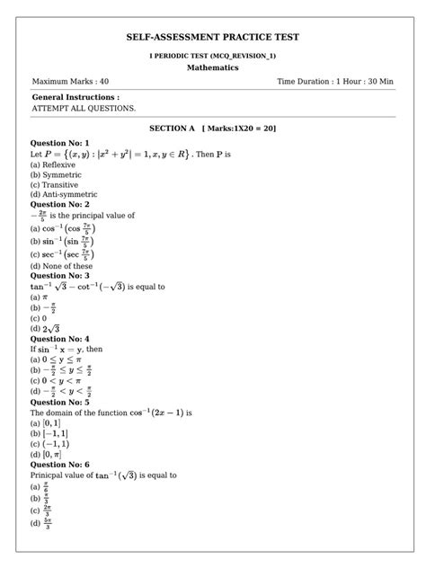 1pt Sapt Maths Mcq 1 Pdf Set Mathematics Function Mathematics