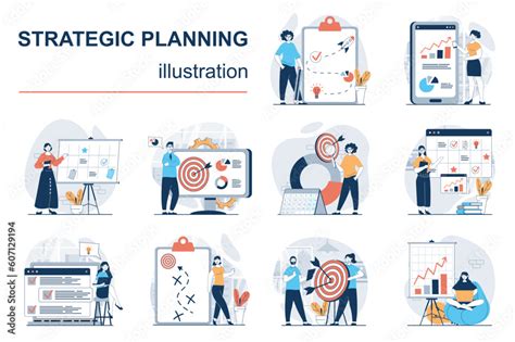 Strategic Planning Concept With Character Situations Mega Set Bundle