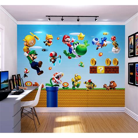 Papel De Parede Super Mario Para Decoração De Quarto Infantil De Menino