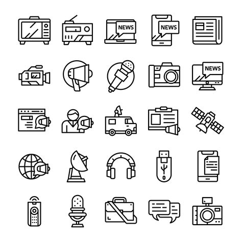 Set Of Mass Media Icons With Line Art Style 2082086 Vector Art At Vecteezy