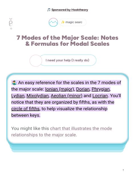7 Modes Of The Major Scale Notes And Formulas For Modal Scales Pdf