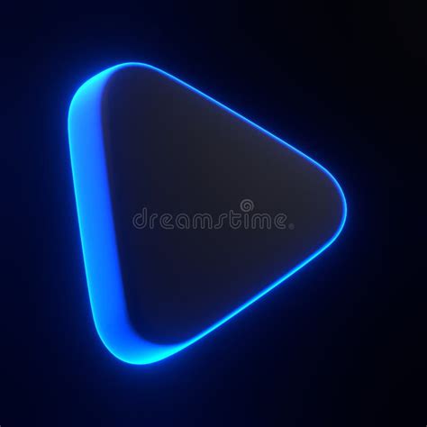Glowing Blue Neon Play Button Icon On Dark Background Stock Illustration Illustration Of