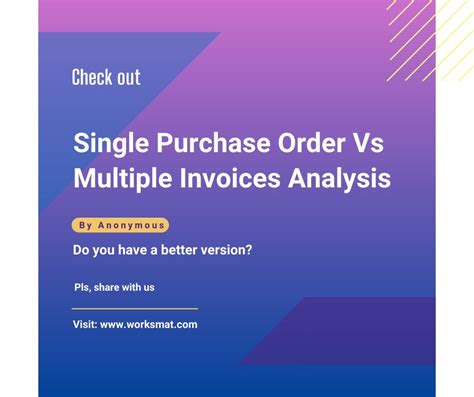 Worksmat Solutions On Linkedin Single Purchase Order Vs Multiple