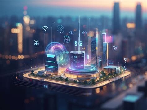 Premium AI Image Smart City Building G WiFi Technology And Digital Advancements