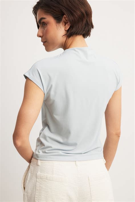 Funnel Neck Cap Sleeve Top Grey Na Kd
