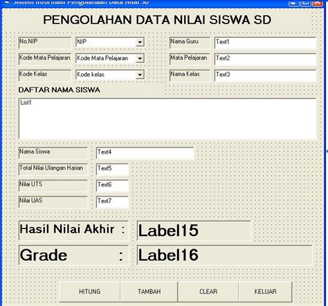 All About VB Cara Membuat Program Aplikasi Pengolahan Data Nilai Sekolah Dasar Dengan VB
