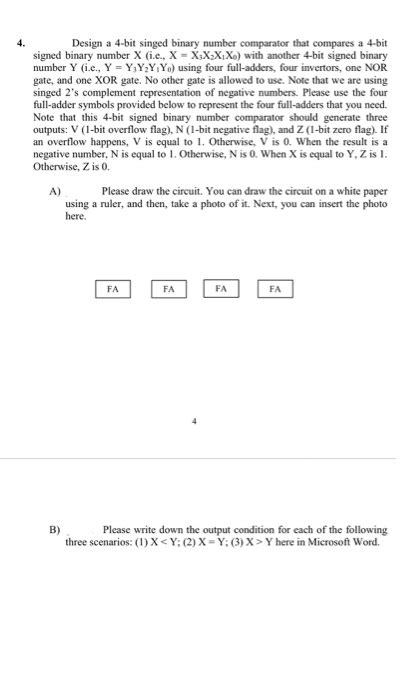 Solved Design A 4 Bit Singed Binary Number Comparator That
