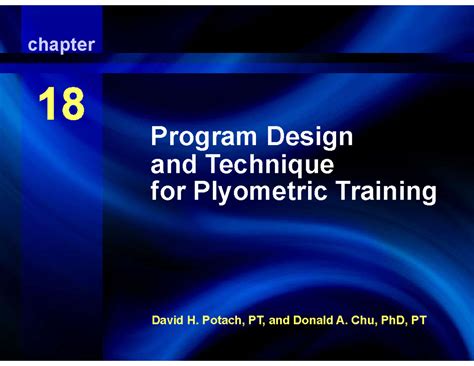 Kines 311 Chapter 18 Powerpoint Lecture From Class Plyometric Training David H Potach Pt