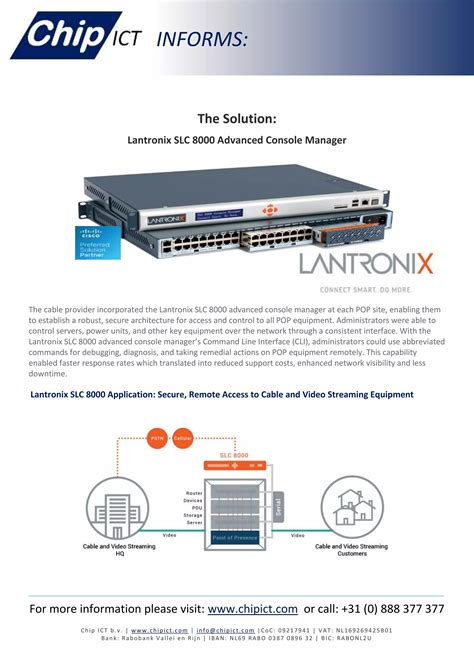 Chip Ict Informs Lantronix Slc 8000 Application Cable And Video