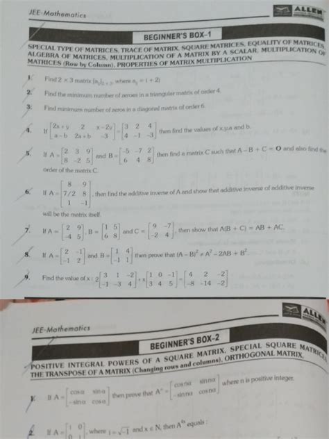 Matrix And Determinants Pdf