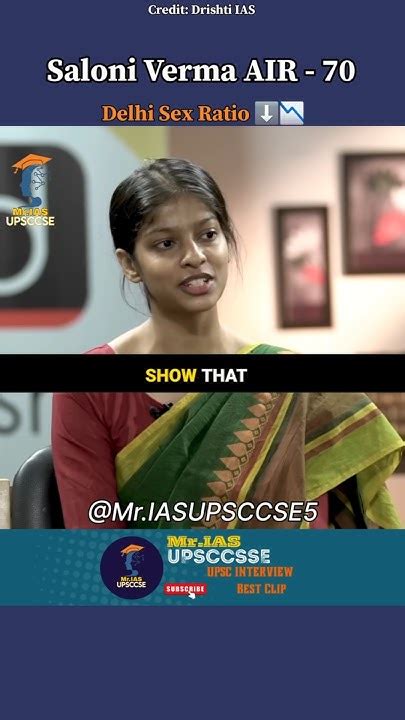 Why Sex Ratio Is Less In Delhi 📉⬇️ Saloni Verma Ias 👮‍♀️🔥😎 Upsc Interview Upscinterview Upsc