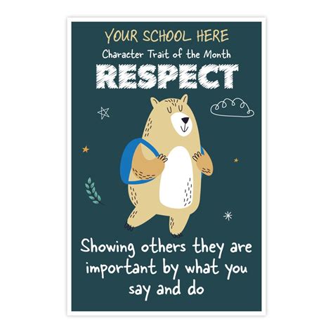 Character Trait Of The Month Custom Poster Respect Bear