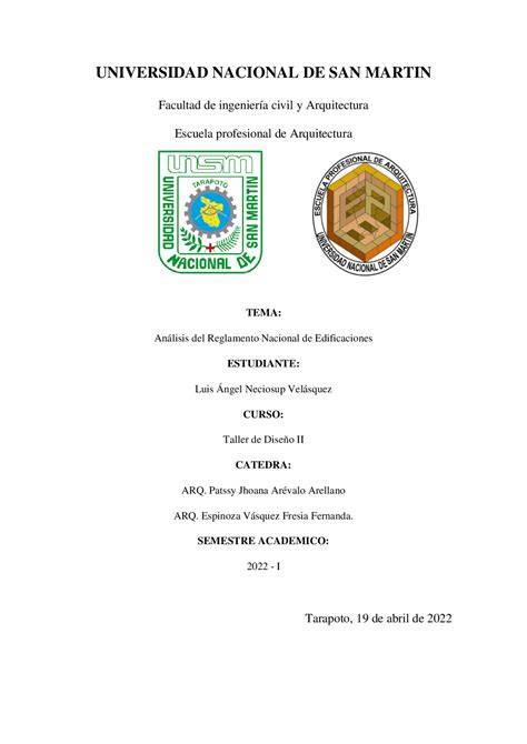 Reglamento Nacional De Edificaciones Apuntes De Diseño Arquitectónico Docsity