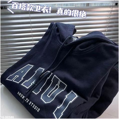 M16 00580 秋冬加絨印花連帽長袖衛衣秋冬の上衣t恤批發♥ 秋冬女裝批發の新品mico米可日韓服飾批發一件起批工廠第一手快速出貨
