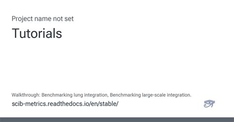 Tutorials Scib Metrics
