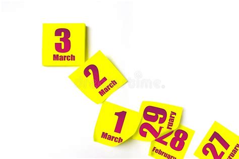 March 3rd Day 3 Of Month Calendar Date Many Yellow Sheet Of The Calendar Stock Image Image