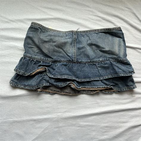 Blue Denim Ruffle Mini Skirt 🛹 Width 39cm Length Depop